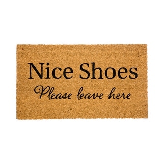 28" x 16" Natural Coir Door Mat, Nice Shoes - 28" x 16" - Bed Bath ...