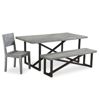 Timbergirl Raven Grey Mango Wood 5 Piece Dining Table Set - Bed Bath ...