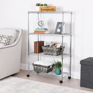 4-Tier Wire Shelving Storage Unit Adjustable Shelves Organizer Rack ...