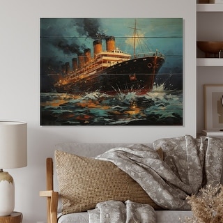 Designart "Boat Titanic Collage Interwoven II" Transportation Print on ...