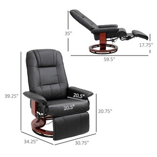Faux Leather Swivel Adjustable Manual Recliner w/Extendable Footrest ...