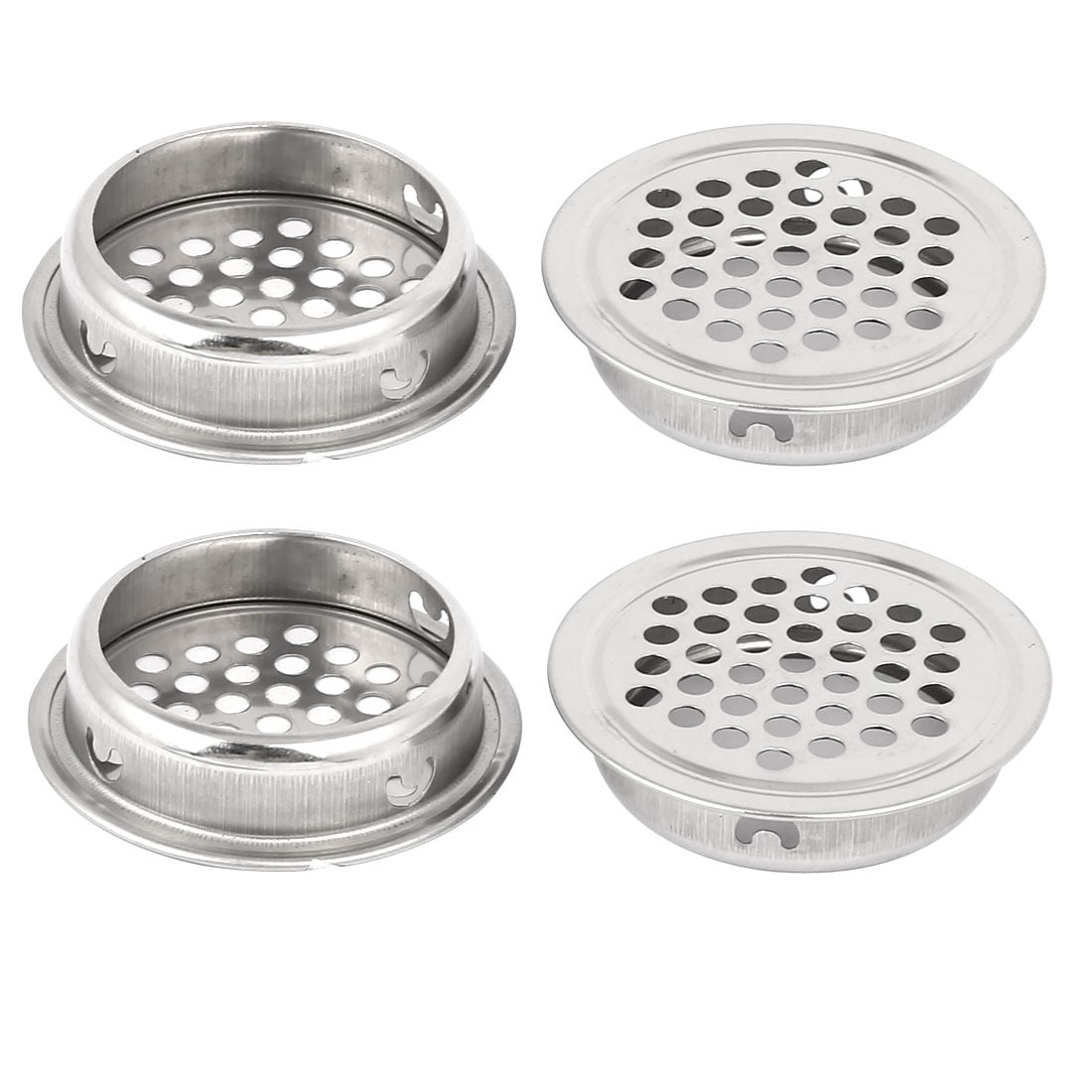 7 Pcs Flat Round Shaped Mesh Hole Cabinet Air Vent Louver 19mm - Silver ...