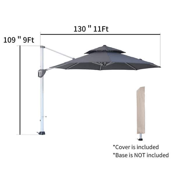 11 ft. Octagon Cantilever Patio Umbrellas Adjustable 5 Angle Outdoor ...
