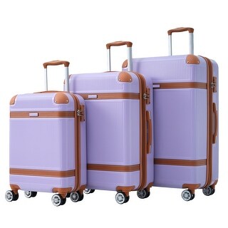 Lilac 3 Piece Suitcase Luggage Sets with TSA Lock-20''24''28'' - Bed ...