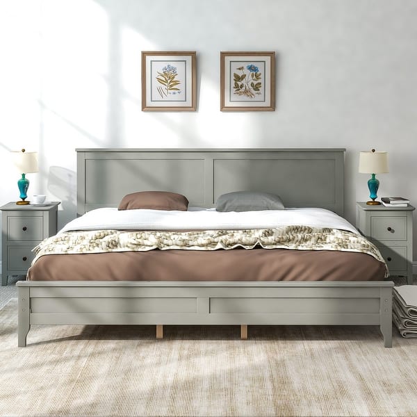 Modern King Bed Frame with Headboard and Footboard, King Size Platform ...
