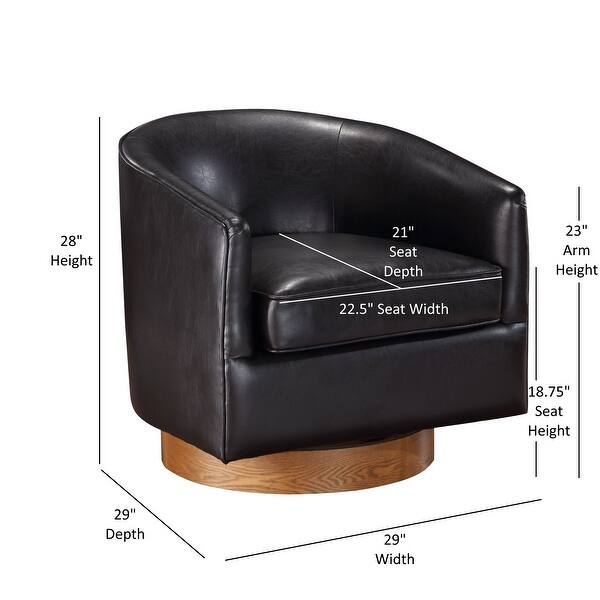 Ingram Faux Leather Wood Base Barrel Swivel Chair by Greyson Living ...