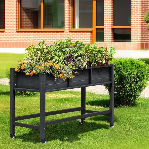 Moasis Outdoor Raised Garden Bed Planter Box Wood Mobile Elevated Stand ...