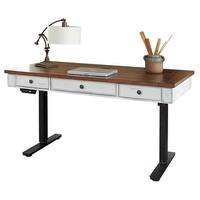 Rustic Wood Electric Sit/Stand Desk, Height Adjustable Table, White ...