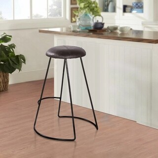 26 Inch Modern Counter Height Stool, Genuine Leather Upholstery, Metal ...