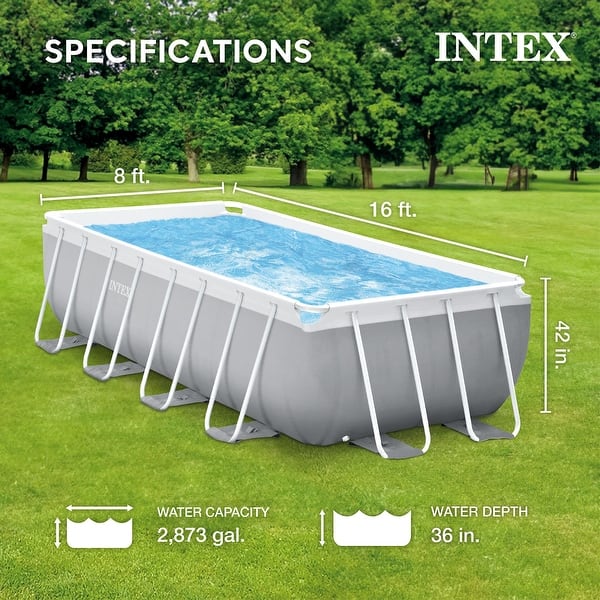 Intex 16 Foot x 42 Inch Prism Frame Rectangular Above Ground Swimming ...