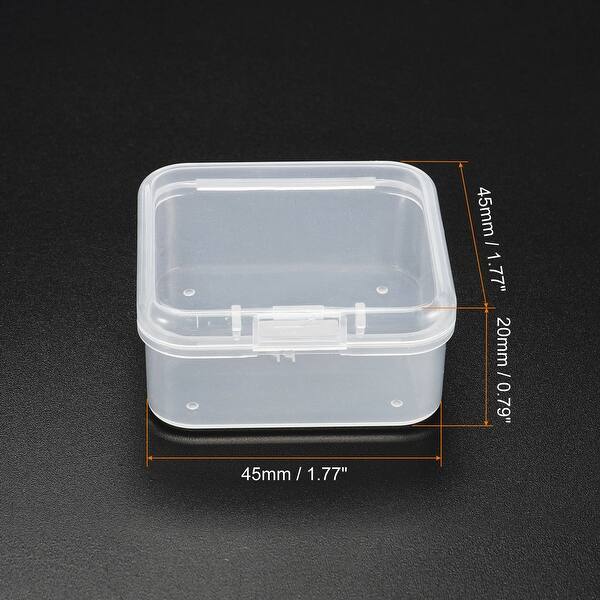 24pcs Clear Storage Container with Hinged Lid 45x20mm Plastic Square ...