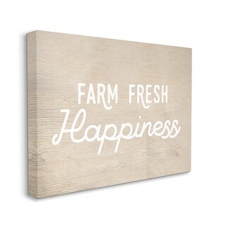 Stupell Farm Fresh Happiness Phrase Text over Rustic Pattern Canvas ...