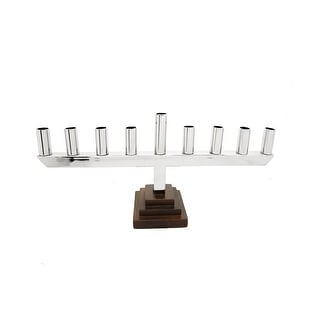 Stainless Steel Straight Menorah with Black Square Base - Bed Bath ...