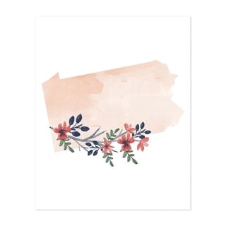 Pennsylvania Pennsylvania Floral Watercolor State Art Print/Poster ...