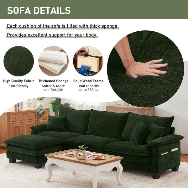 Chenille Modular Sectional Sofa Set with USB Ports for Living Room Comfy Cloud Couch for Bedroom Luxury Sofa On Sale Bed Bath Beyond 41238103