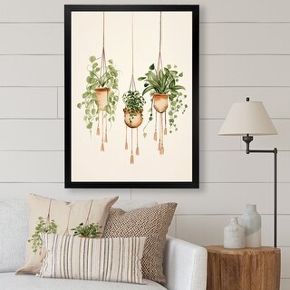 Designart "Hanging Decorative Botanical Boho Plants I" Plants Framed ...