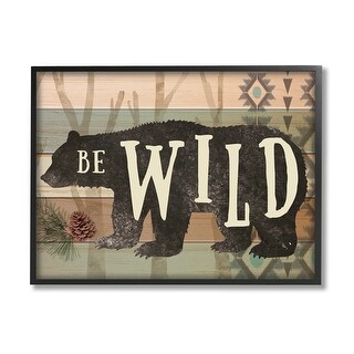 Stupell Be Wild Aztec Pattern Bear Silhouette Framed Giclee Art by ND ...