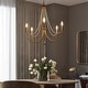 Alisar Mid-century Modern 5-Light Candle Classic Chandelier Wood Beaded ...