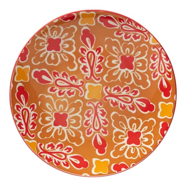 red damask plates