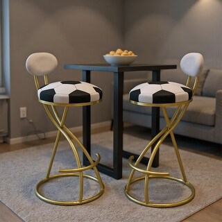 Velvet Counter Bar Stools with Football Print, 220LB Capacity,Set of 2 ...