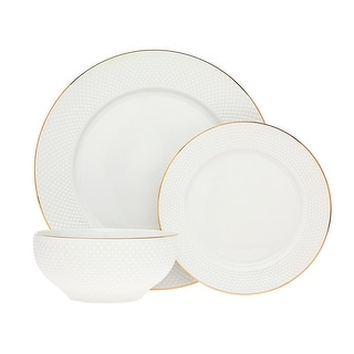 Pique Gold Rim 18 Piece Dinnerware Set, Service For 6 - Bed Bath ...