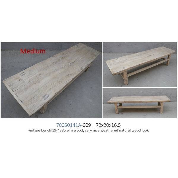 Artissance Medium Vintage Bench, 72 Inch Long, Weathered Natural Wood ...