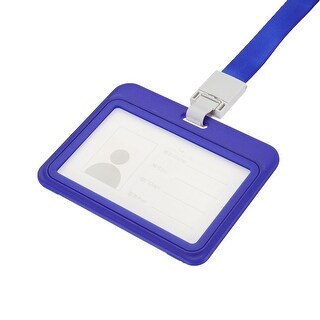 ID Badge Holder, 4x3.1" Horizontal Name Tag ABS Double Sided w Lanyard ...