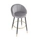 40.5" High Back, Gray Velvet & Gold Metal Bar Stool, 300lb Capacity ...