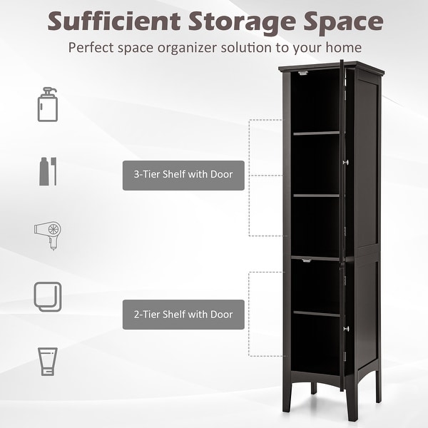 5 Tier Wooden Freestanding Tower Cabinet Tall Bathroom Storage Cabinet On Sale Bed Bath Beyond 35739976