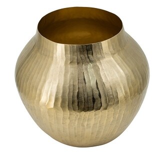 Kria 11 Inch Modern Curved Vase, Hammered Texture Gold Aluminum Finish ...