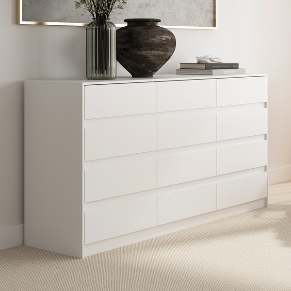 Minimalist 12 Drawer Chest Bedroom Dresser in White Black Finish On Sale Bed Bath Beyond 41321680