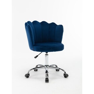 Vanity Chair with Shell Back, Swivel Navy Computer Chair - Bed Bath ...