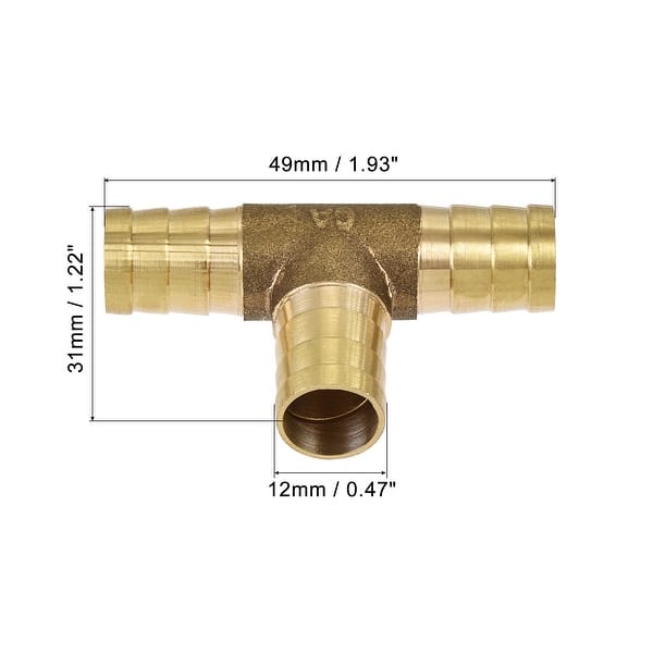 Barb Hose Fitting Tee T Shape Pipe Connector Brass 2Pcs with 6Pcs Hose ...