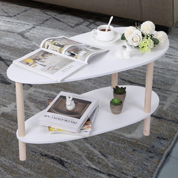 Small oval coffee table with shelf store