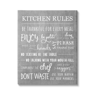 Stupell Kitchen Rules Rustic Grey List Canvas Wall Art by CAD - Bed ...