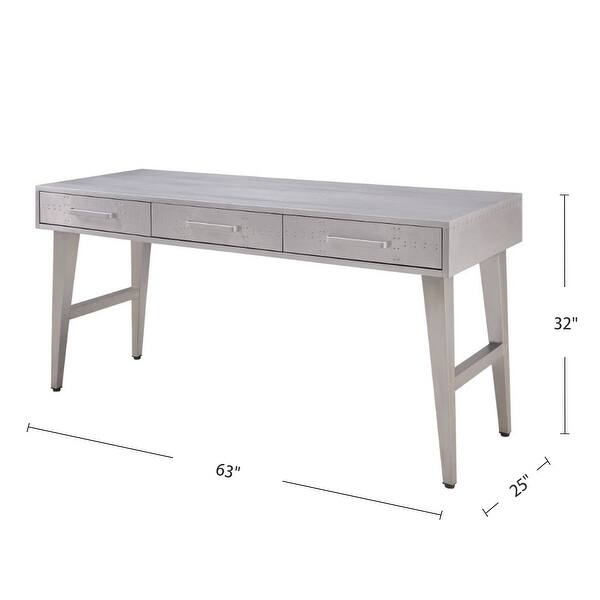 3 Drawers Metal Writing Desk in Aluminum Finish - Bed Bath & Beyond ...