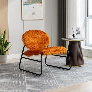 Accent Chair - Modern Industrial Slant Armchair with Metal Frame ...