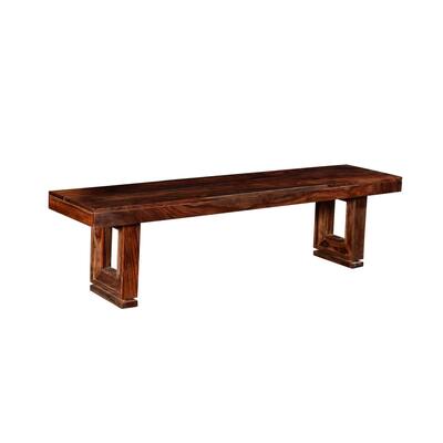 Sari 70 Inch Dining Bench, Dark Acacia Wood, Unique Salvaged Design ...