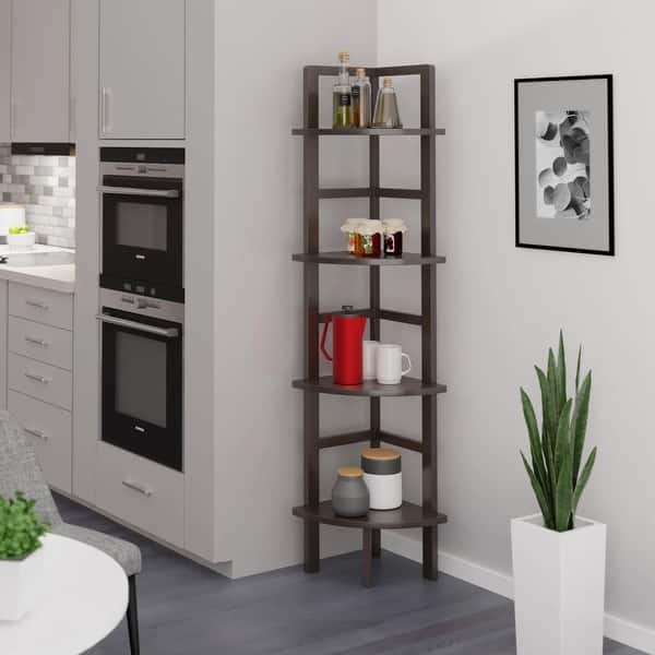 Modern Corner Bakers Rack Coffee Finish - Bed Bath & Beyond - 37325689