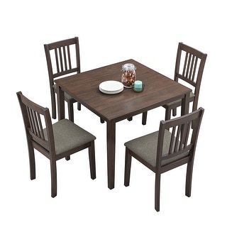 Mid Century Modern Square Wooden Kitchen Table and Upholstered Dining ...