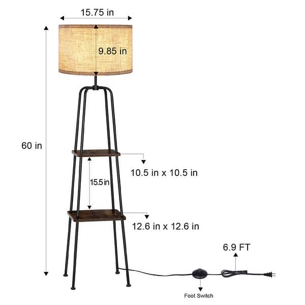 Shelf Floor Lamp Modern Black Standing Wood Storage Lamp - 1 - Bed Bath ...