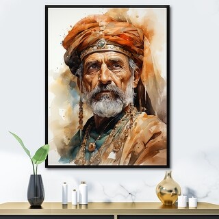 Designart "Leader Akbar The Great II" Leader Framed Wall Art Living ...