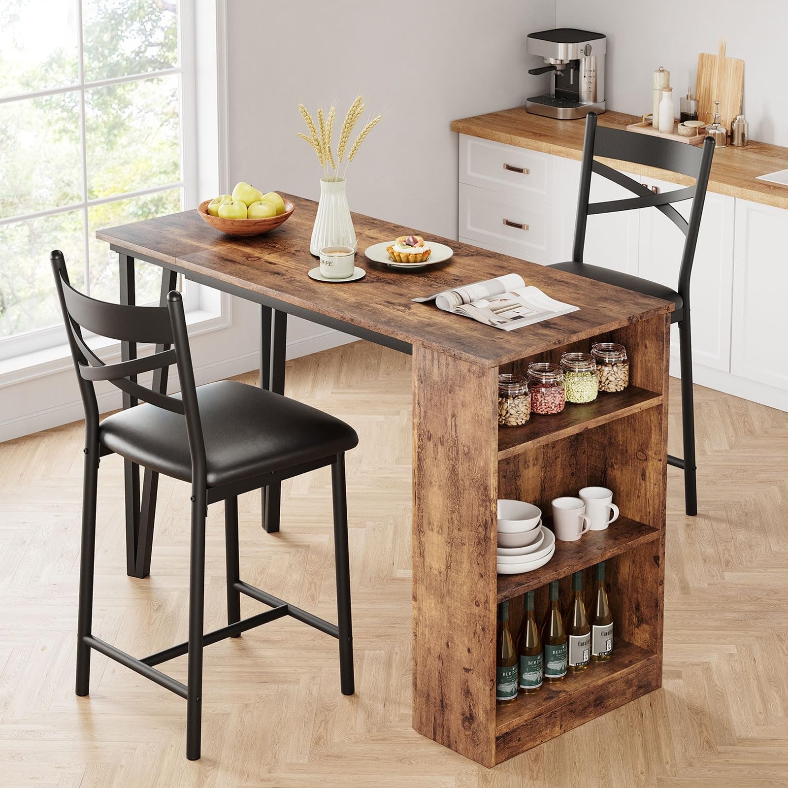3 Piece Bar Table Set with 2 Upholstered Chairs for Apartment Bed Bath Beyond 39960181