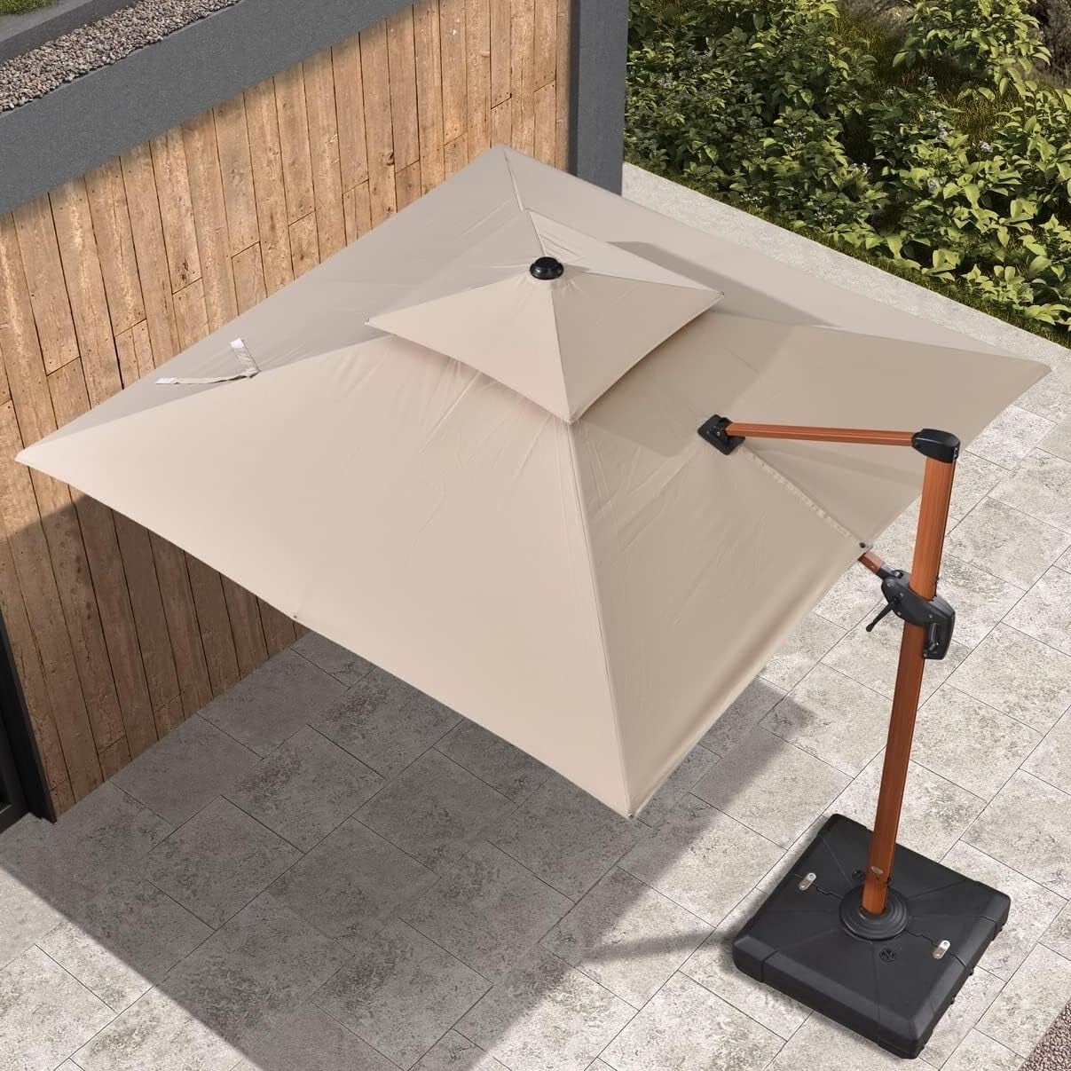 PURPLE LEAF 10ft Square Sunbrella Patio Cantilever Umbrella with Base ...