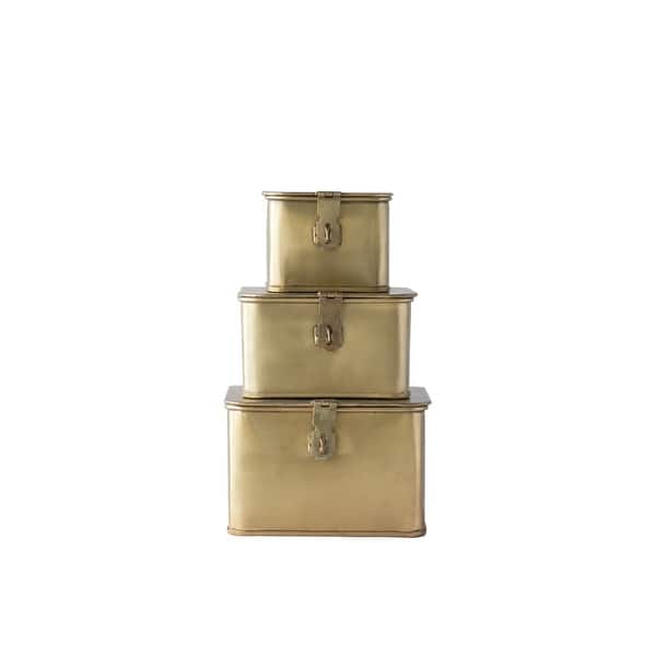 Square Decorative Metal Boxes with Gold Finish - Bed Bath & Beyond ...