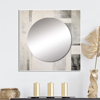 Designart "Grey White Platinum Parallels I" Abstract Shapes Wall Mirror ...