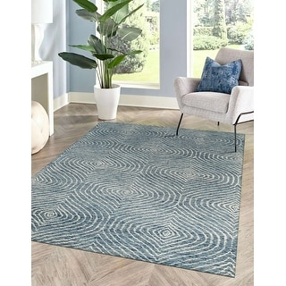 Hand-tufted Wool Blue Contemporary Transitional Spring Rug - Bed Bath ...