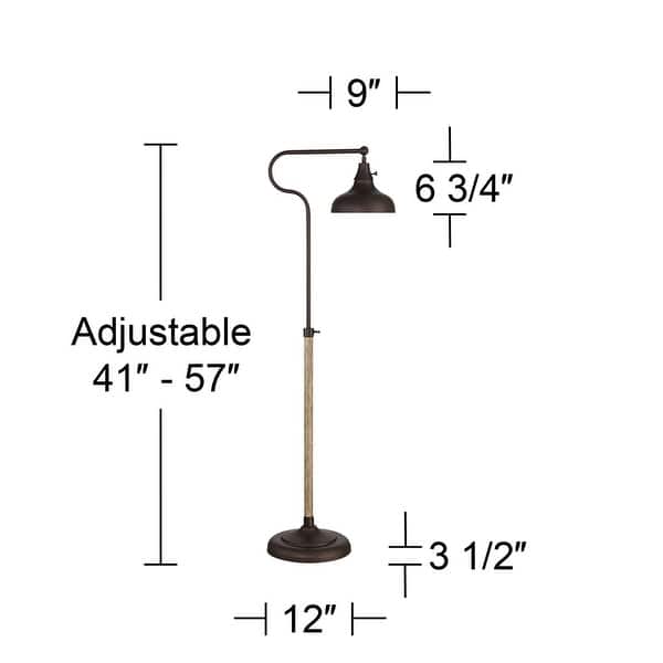 Rustic Farmhouse Pharmacy Floor Lamp Bronze Faux Wood for Living Room ...