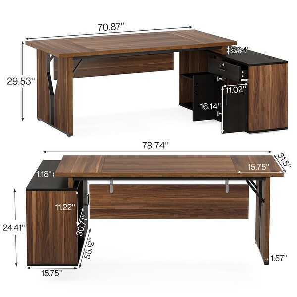 Desk with locking cabinet store