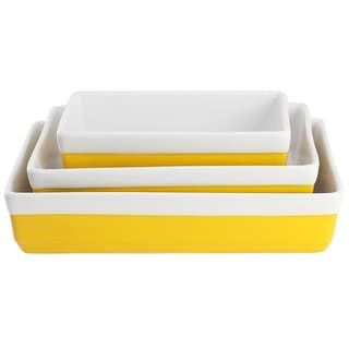 3 Piece Oven to Table Stoneware Baker Set in Yellow - Bed Bath & Beyond ...